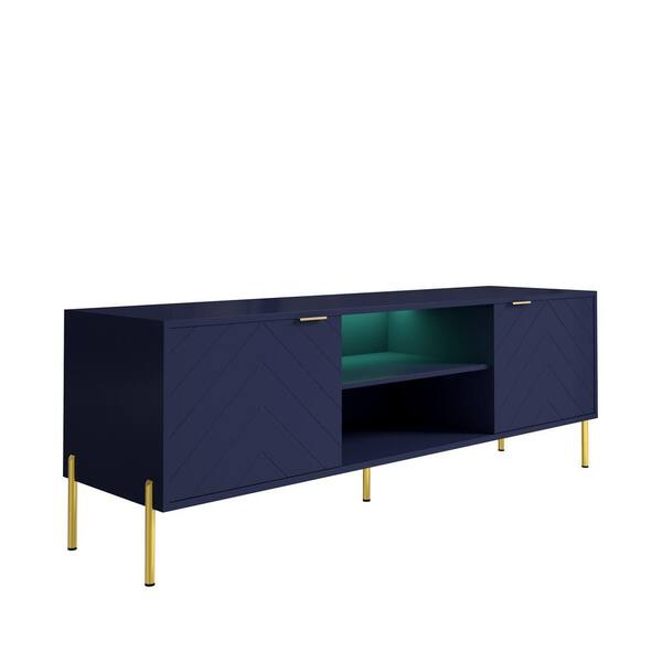 Boyel Living 59 in. Blue TV Stand for TVs Up to 65 in. LED ...