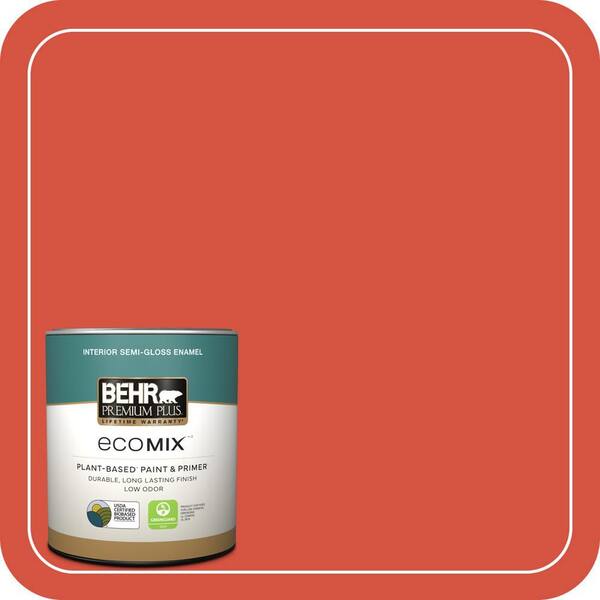 BEHR PREMIUM PLUS 1 qt. #T18-12 Spirit Warrior Semi-Gloss Enamel EcoMix ...