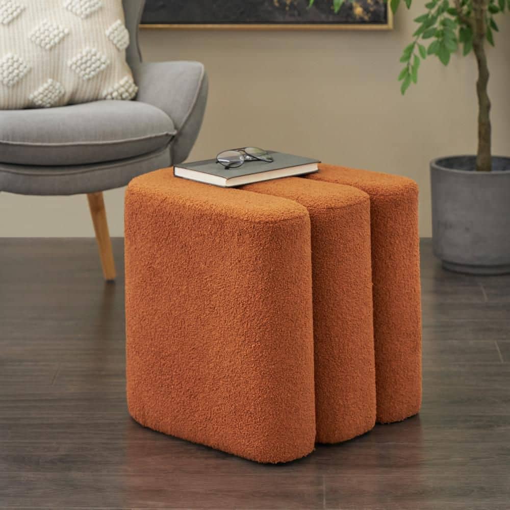 Litton Lane 18 in. Copper Polyester Fabric S-Shaped Ottoman with ...