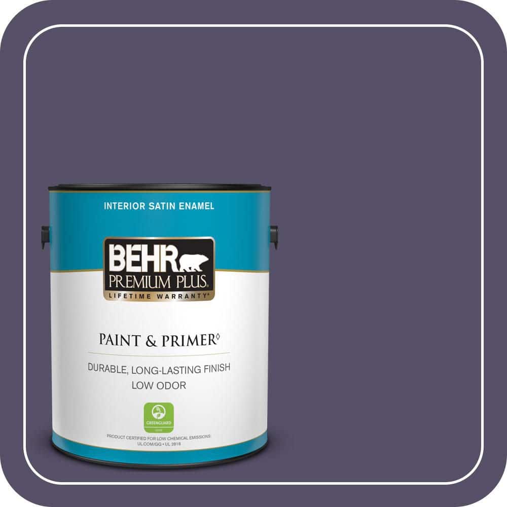 BEHR PREMIUM PLUS 1 gal. #650F-7 Violet Eclipse Satin Enamel Low Odor ...