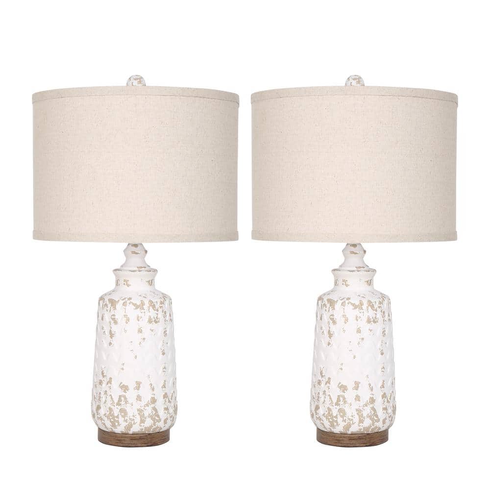 Pia Ricco 22.4 in. Beige Table Lamp Set with Shade and USB Port (Set of ...