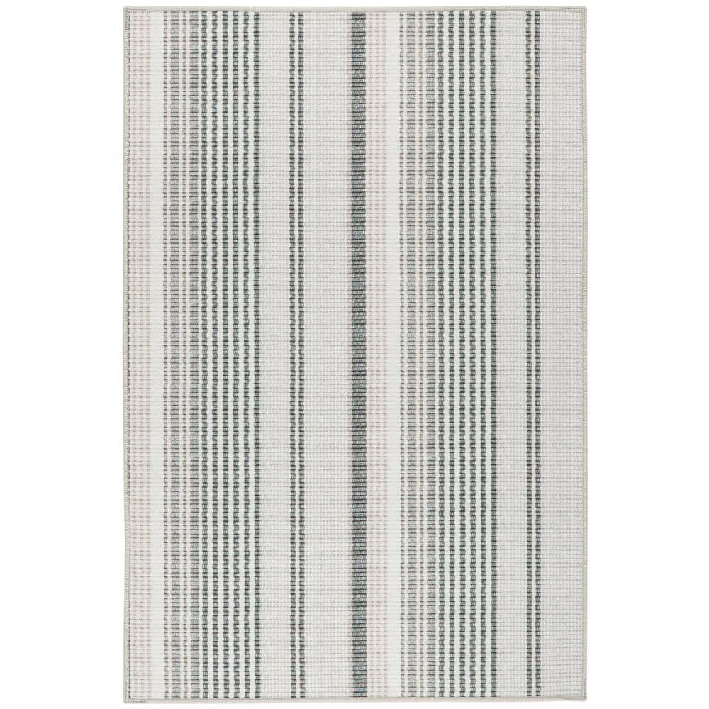 DASH & ALBERT Gradation Ticking Machine Washable Grey 2.6 ft. x 8 ft ...