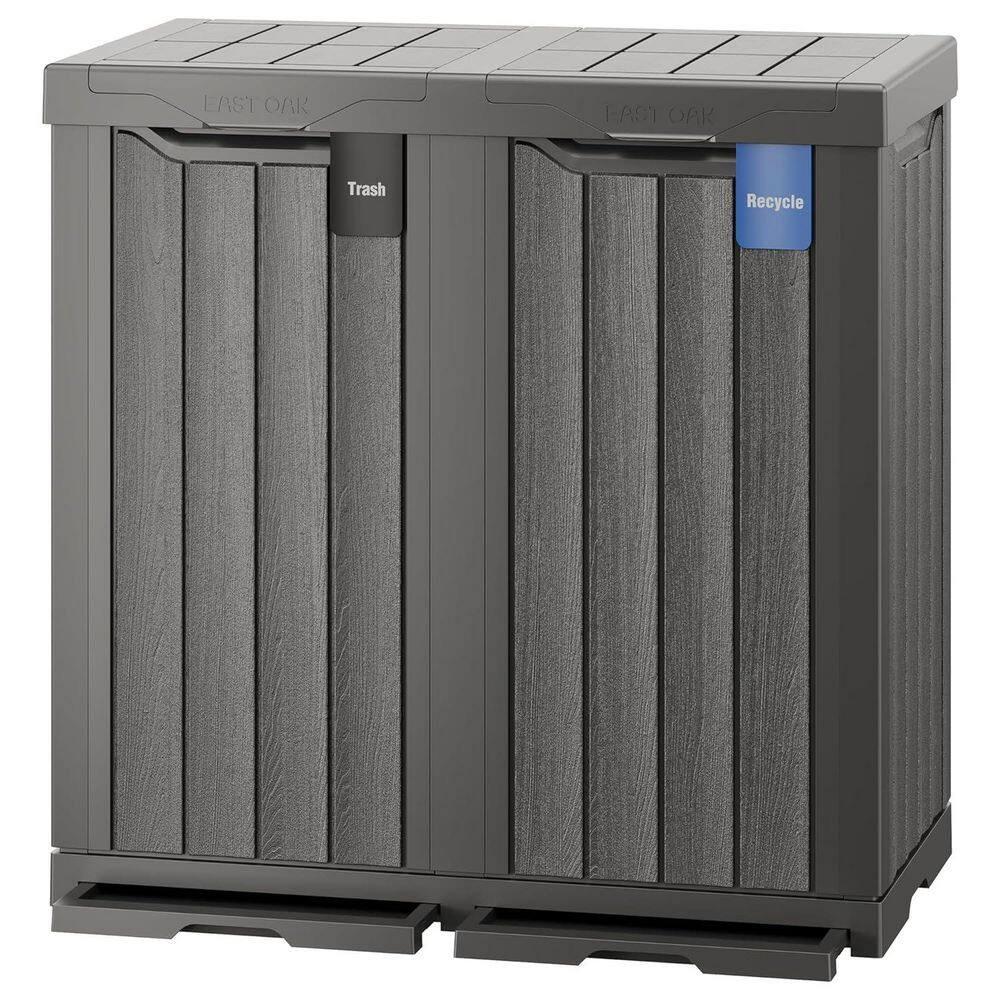 EAST OAK 62 Gal 31.46 x 31.3 x 16.5Grey Trash Indoor/Outdoor Use,Waterproof/UV Resistant, Drip ...