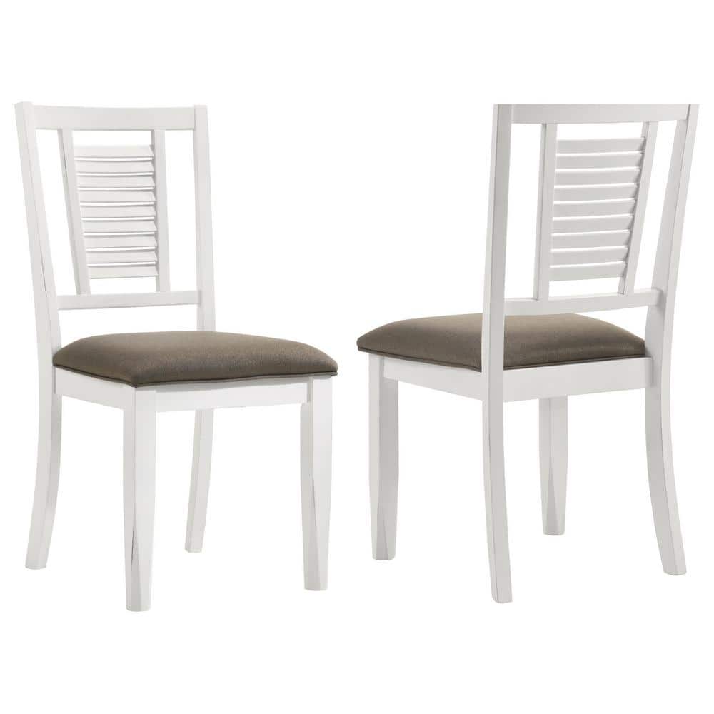 Coaster Appleton Distressed White and Brown Fabric Ladder Back Dining ...
