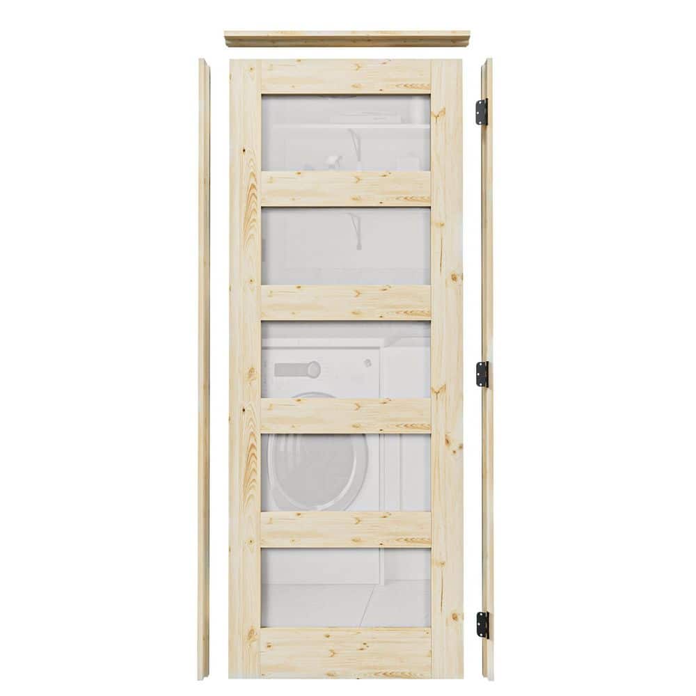ARK DESIGN 32 in. x 80 in. Left 5-Lite Frosted Glass Unfinished ...
