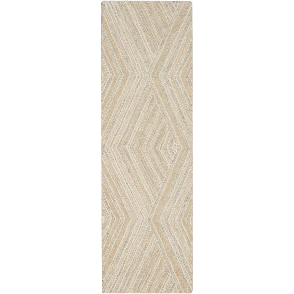 Nourison Graceful Ivory 2 ft. x 8 ft. Geometric Contemporary Runner ...