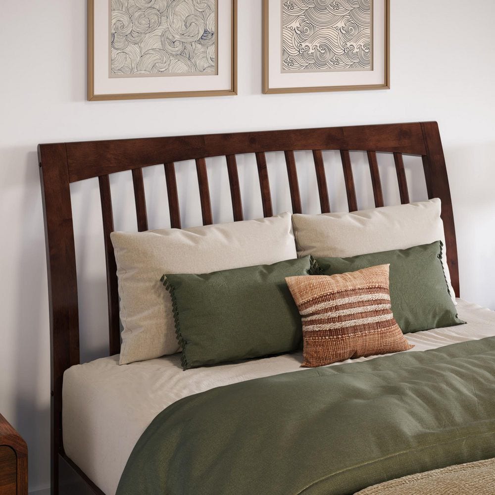 AFI Orleans Walnut Brown Full Sleigh Solid Wood Slat Headboard AR278834 ...