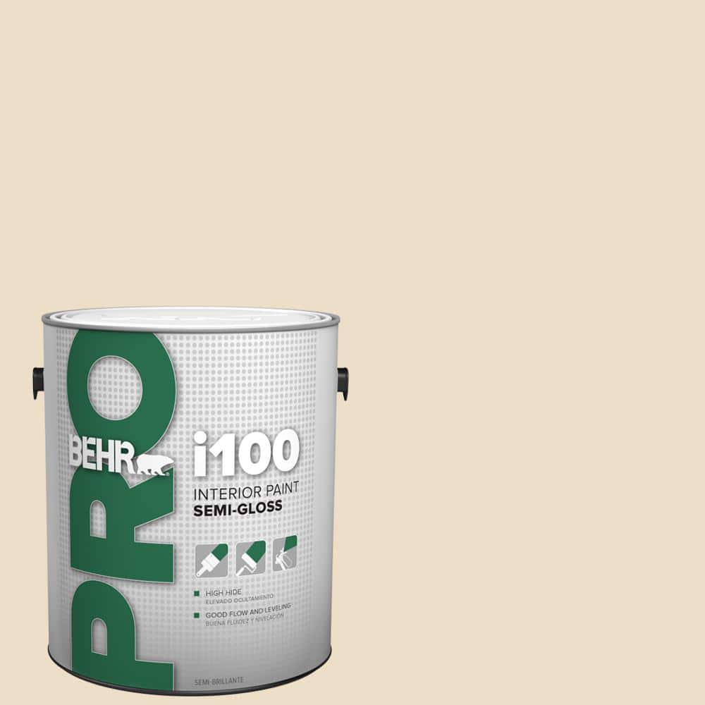 BEHR PRO 1 gal. #710C-2 Raffia Cream Semi-Gloss Interior Paint PR17001 ...