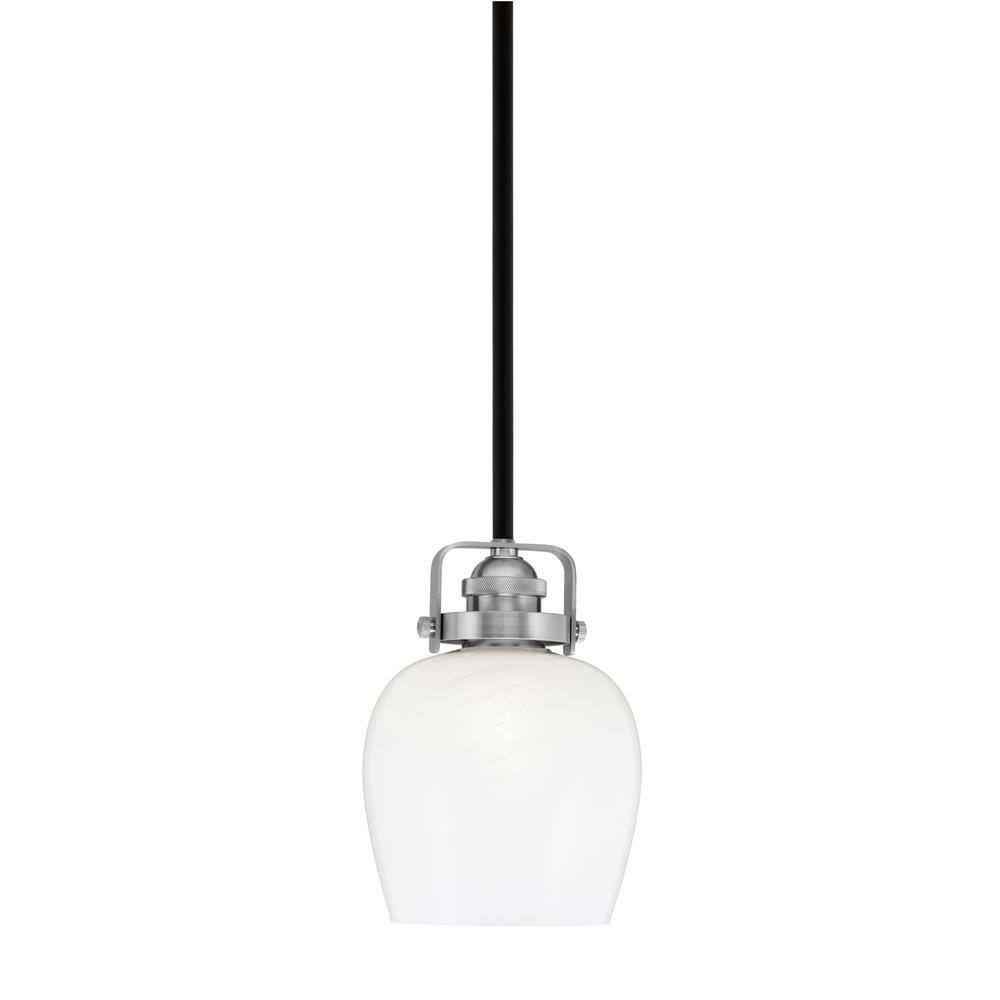 Decatur 60-Watt 1-Light Black and Nickel Light Mini Pendant with 6 in ...