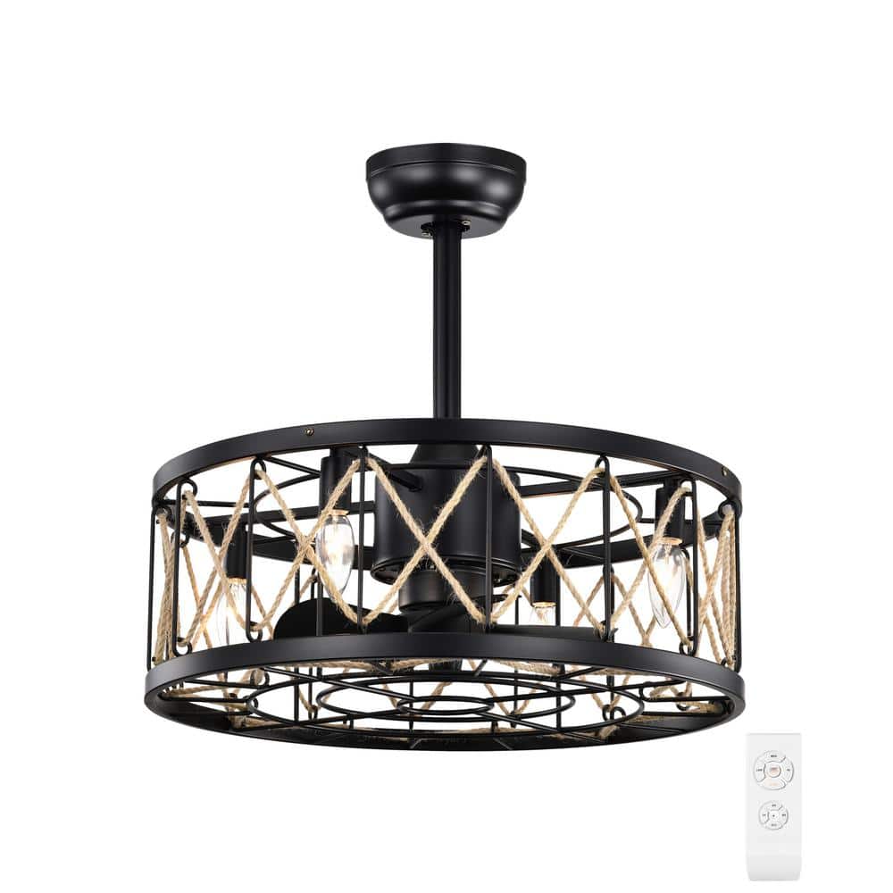 20.4 in. Smart Indoor Black Ceiling Fan with Remote Control and 5 ABS ...