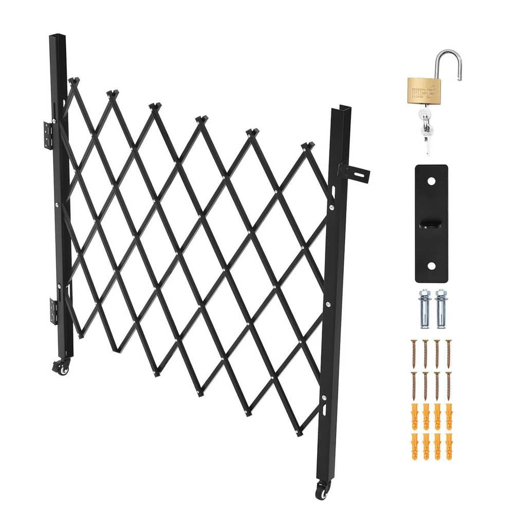SKYSHALO Single Folding Security Gate, Lockable Scissor Gate with 360 ...