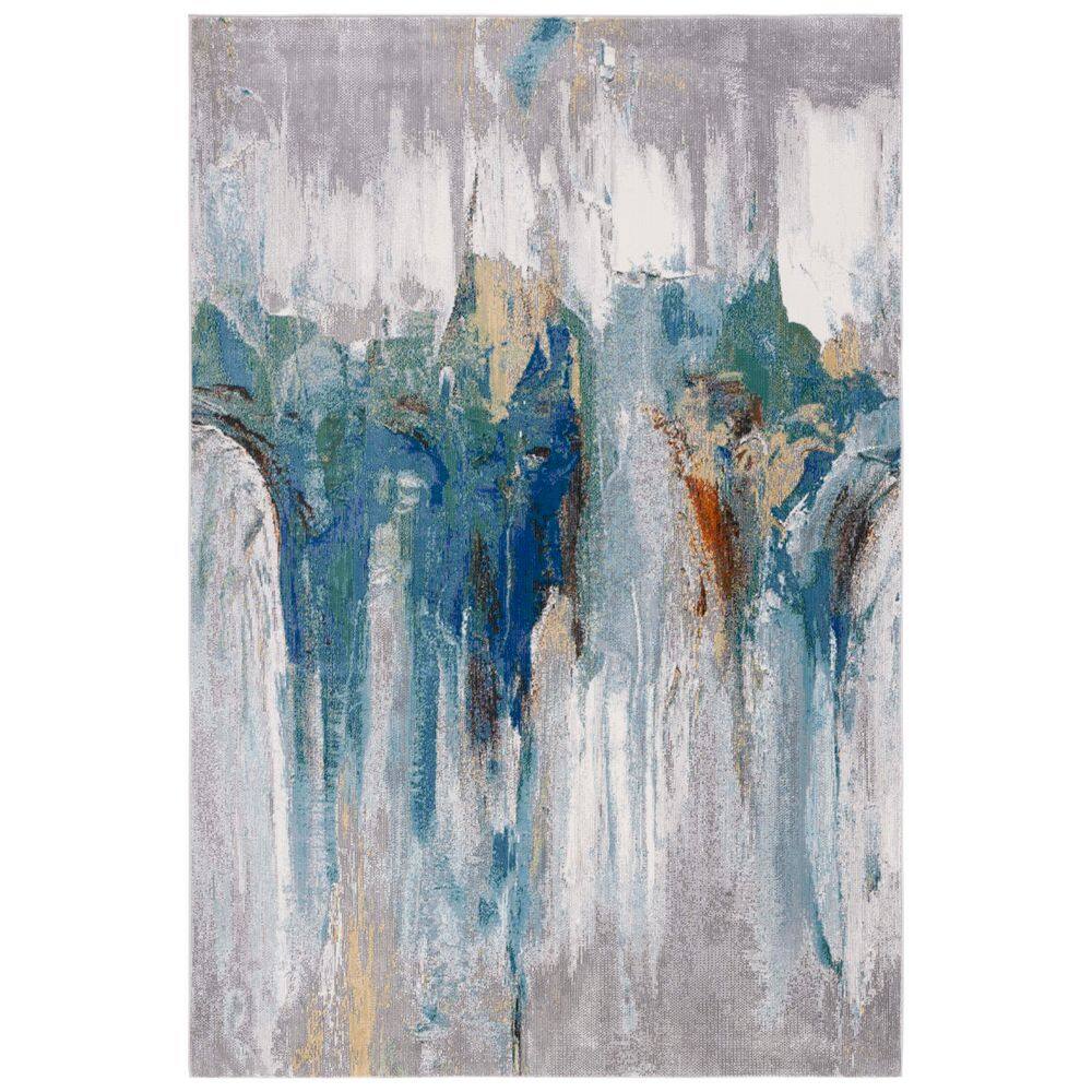 SAFAVIEH Art Studio 5 ft. x 8 ft. Light Gray/Blue Running Multi-Color ...