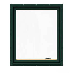 JELD-WEN 30 in. x 36 in. W-2500 Series Green Painted Clad Wood Left ...