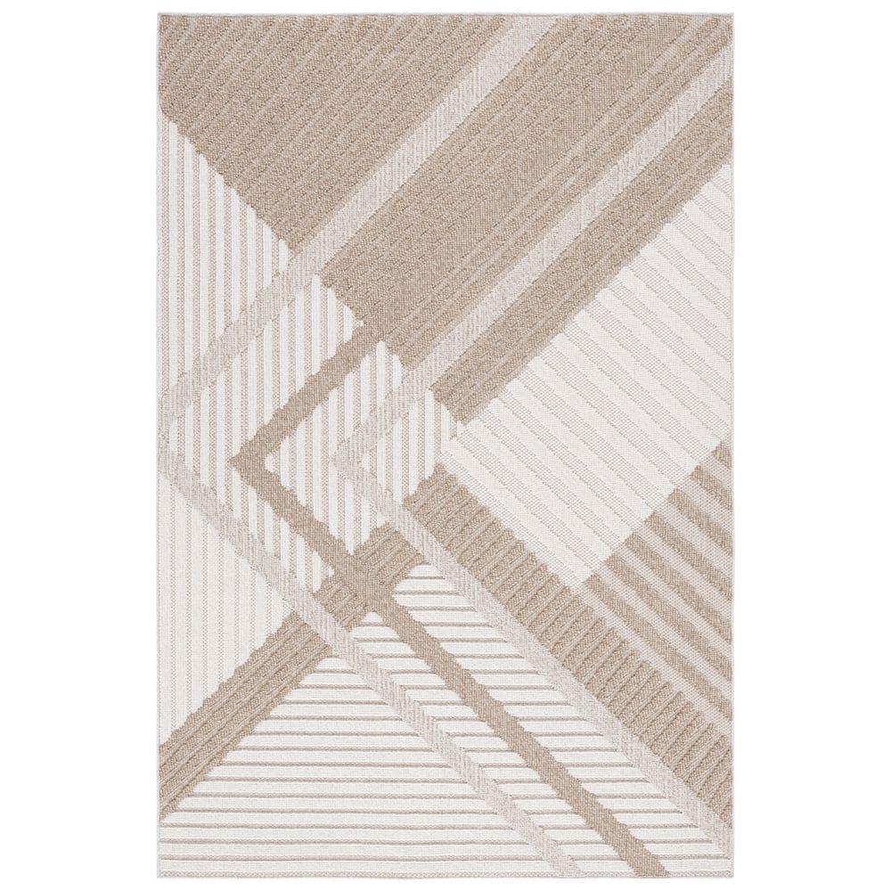 SAFAVIEH Global Beige/Light Beige 10 ft. x 14 ft. Abstract Chevron Indoor/Outdoor Area Rug ...