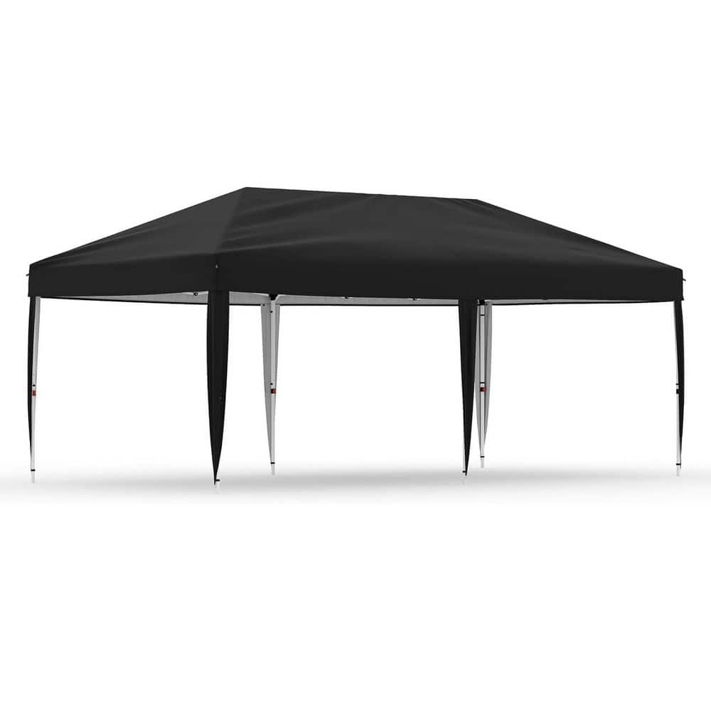 10 ft. x 20 ft. Black Rectangular Pop-Up Canopy Tent Heavy Duty Instant ...