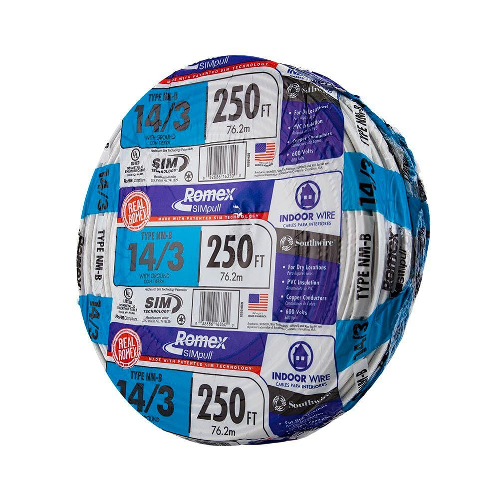 Buy 250 ft. 14/3 Solid Romex SIMpull CU NM-B W/G Wire Online at Lowest ...