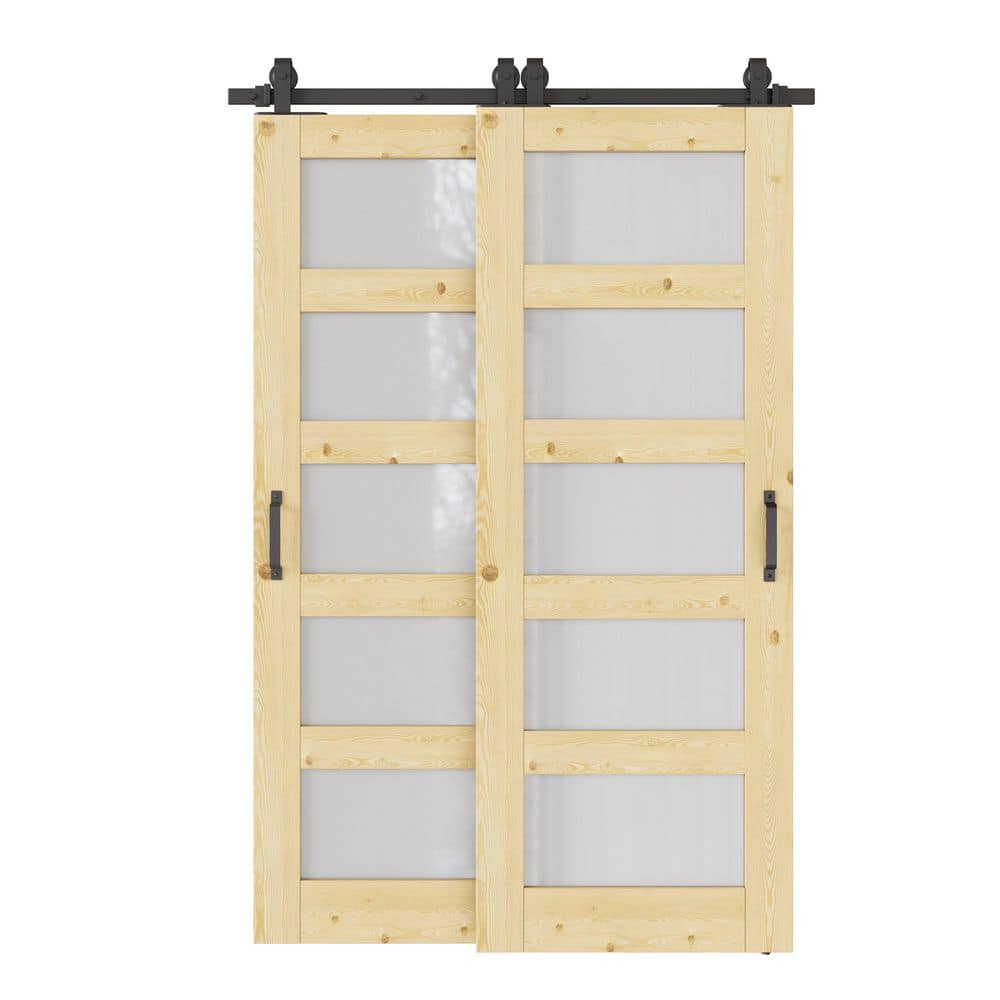 ARK DESIGN 52 in. x 80 in. (Double 30 in.) 5-Lite Frosted Glass ...
