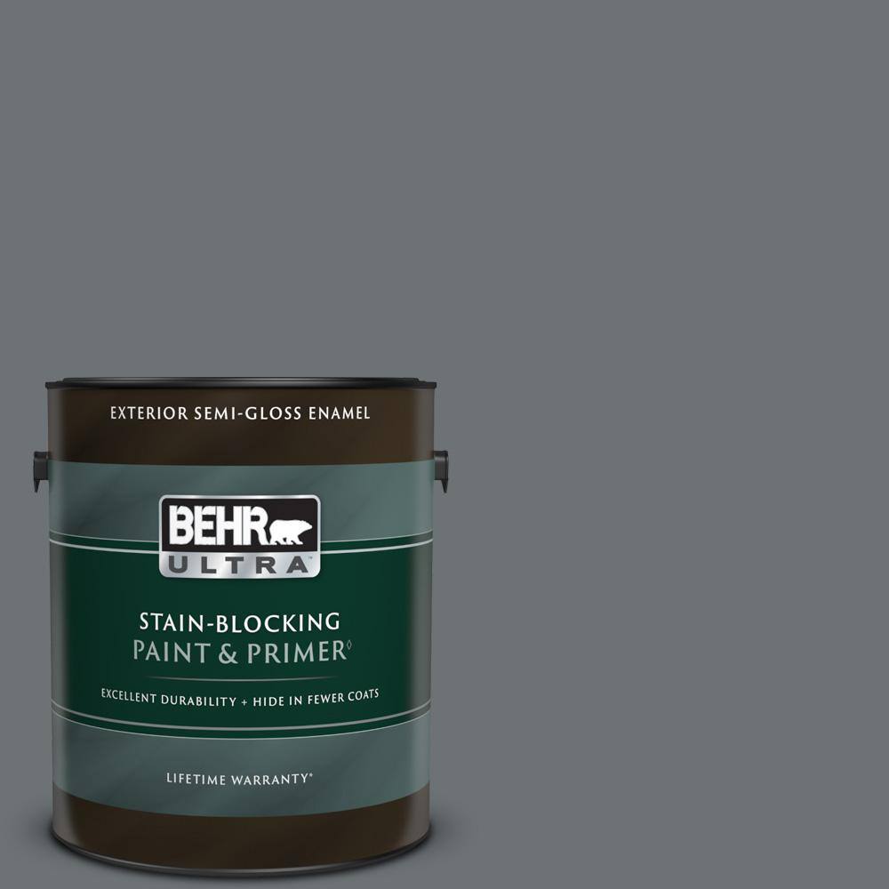 BEHR ULTRA 1 gal. #MQ5-28 Dawn Gray Semi-Gloss Enamel Exterior Paint ...