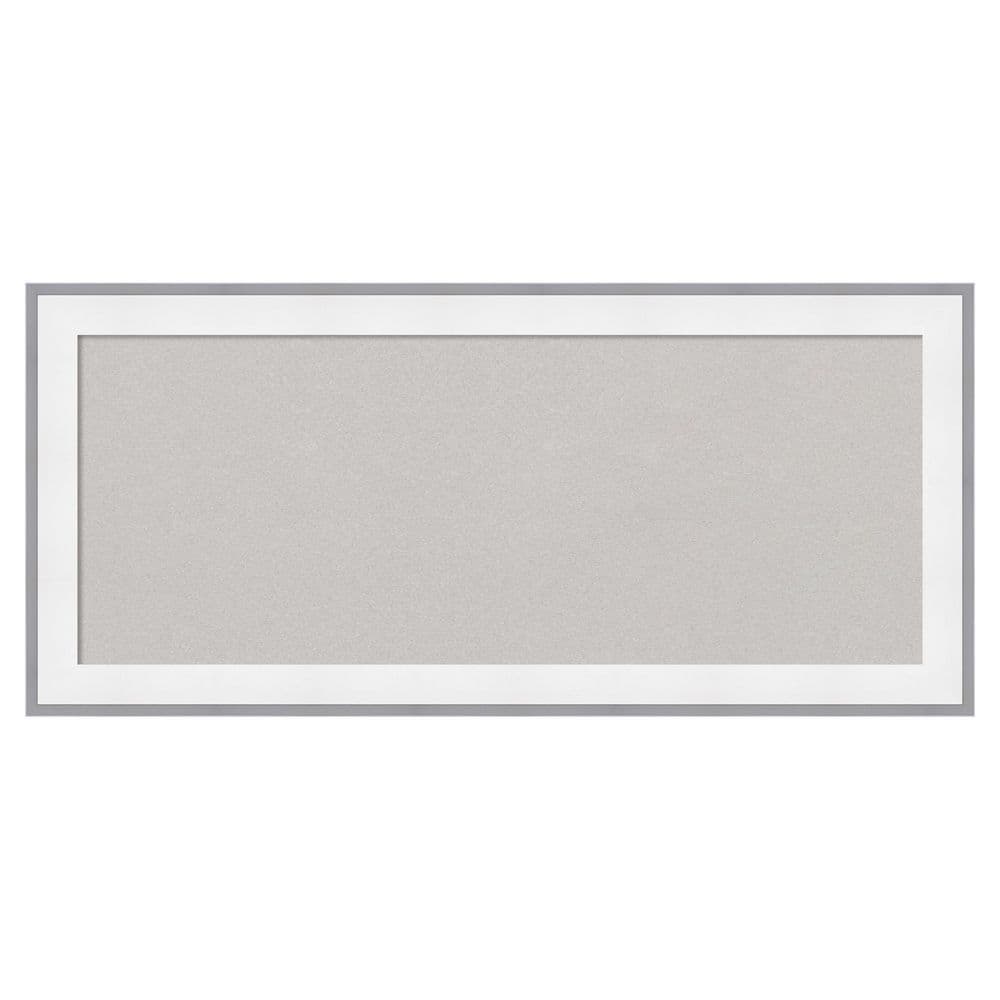 Amanti Art Maya White Silver 33 in. x 15 in. Poly Framed Grey Cork Memo ...