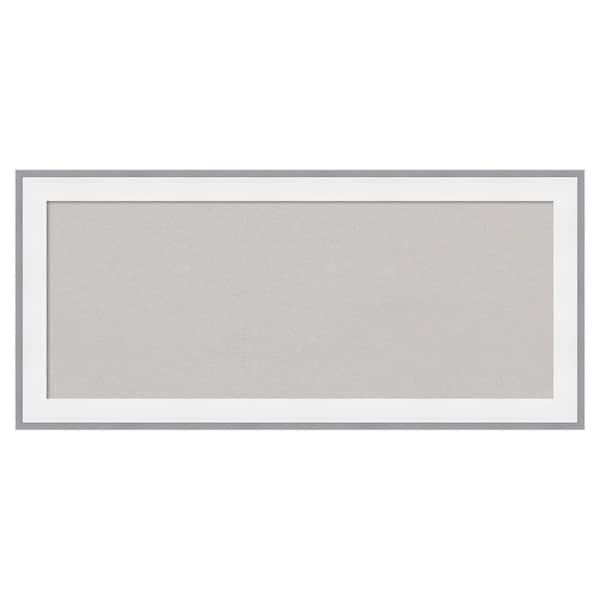 Amanti Art Maya White Silver 33 in. x 15 in. Poly Framed Grey Cork Memo ...