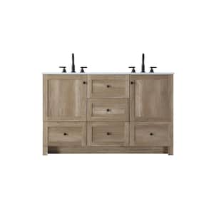 TIMELESS HOME 54 in. Double Sink Expresso Bath Vanity with White ...
