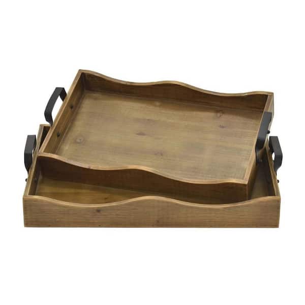 Benjara Brown and Black Decorative Tray (Set of 2) BM311515 - The Home ...