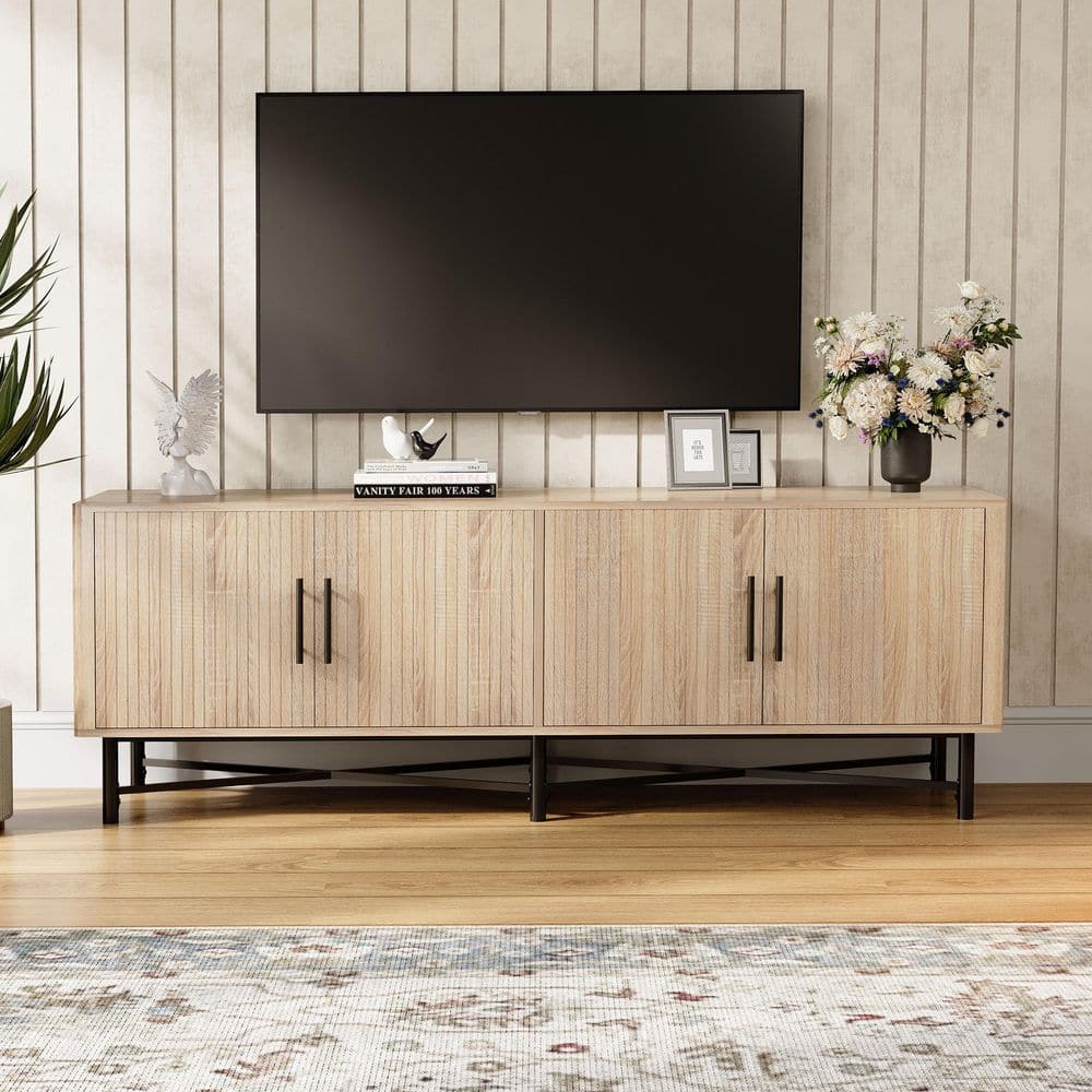 CHRISTOPHER KNIGHT HOME Rankin Modern Natural TV Stand Entertainment ...
