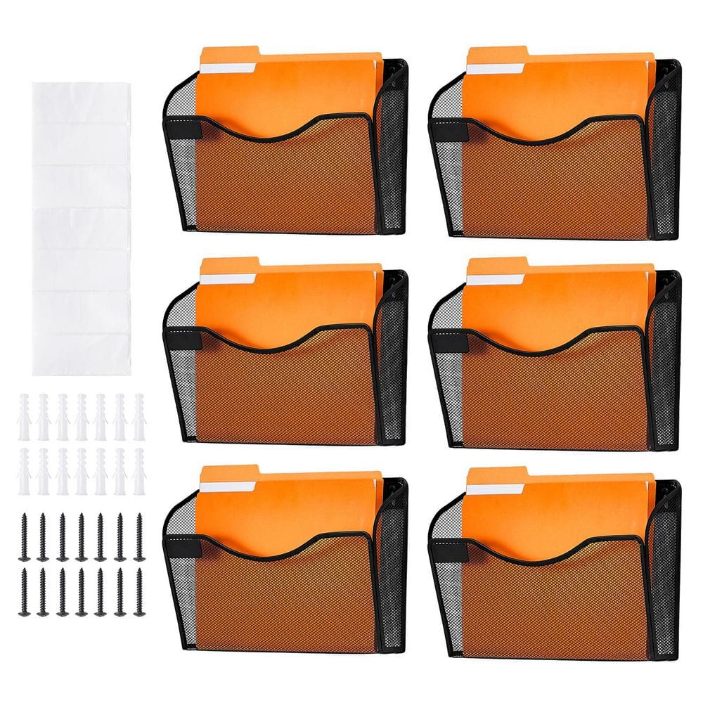 SKYSHALO File Wall Rack, Black 8.66 in. H x 3.15 in. W Wall Mounted ...