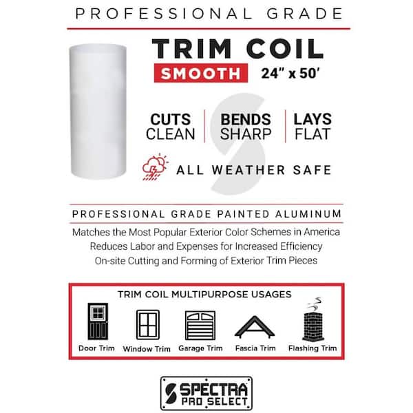 Spectra Pro Select 24 in. x 50 ft. White Aluminum Trim Coil RTC24W187 ...