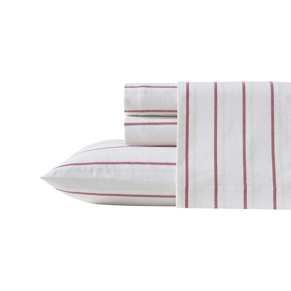 Eddie Bauer Cooper Falls 4-Piece Red Clay Flannel Cotton Queen Sheet ...