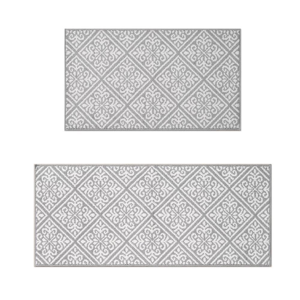 Laura Ashley Austell 2-Tone Light Grey/Ivory 2 ft. x 5 ft. Geometric ...