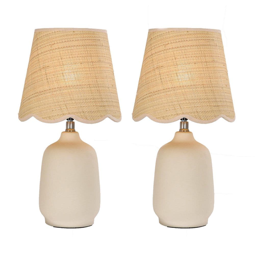 Pia Ricco 18.9 in. Cream table Lamps Set for living room and bedroom ...