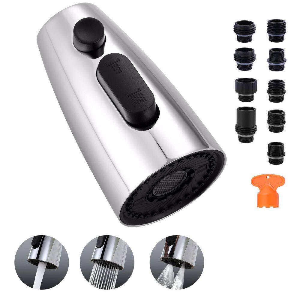 WOWOW 1/2 in. Kitchen Faucets Head with 3-Spray Modes with 9-Adapters ...