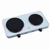 MegaChef Portable 2-Burner 7.25 in. Sleek White Hot Plate with ...