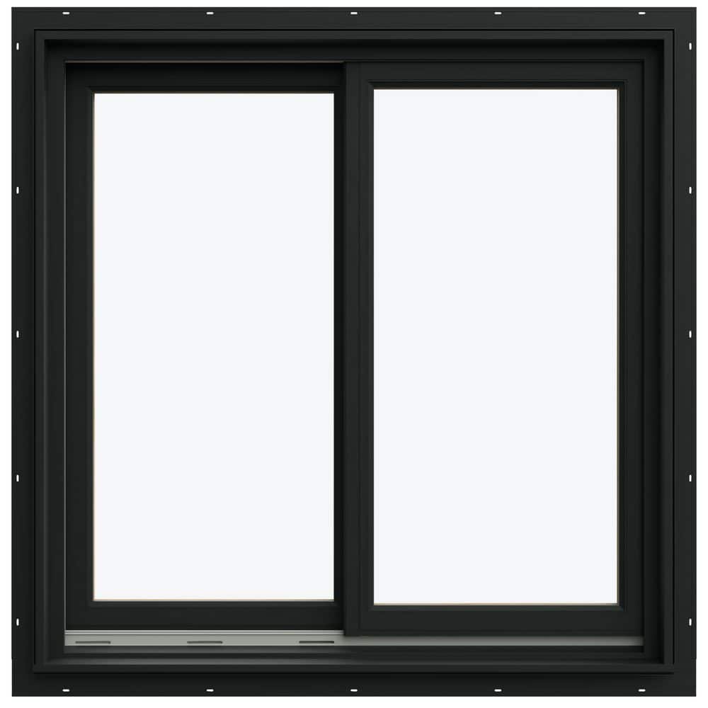JELD-WEN 35.3125 in. x 35.5625 in. W-5500 Left-Hand Sliding Wood Clad ...