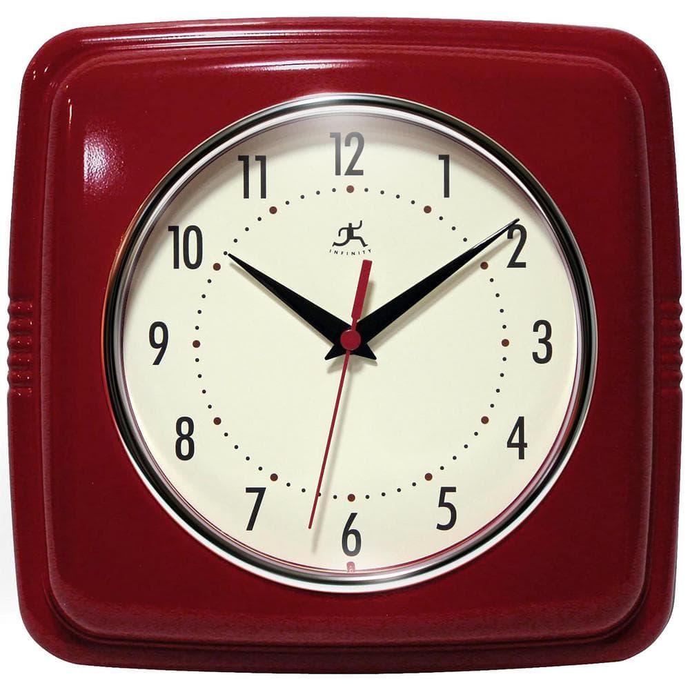 Infinity Instruments Square Retro Red Wall Clock 13228RD-4103 - The ...