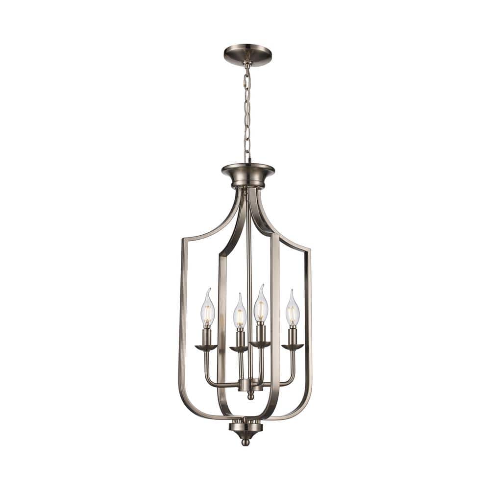 Bel Air Lighting Hillcrest 13.75 in. 4-Light Brushed Nickel Pendant ...