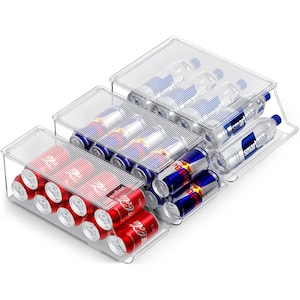 Sorbus 2 Pack Clear Stackable Skinny Soda Can Organizer and Dispenser ...