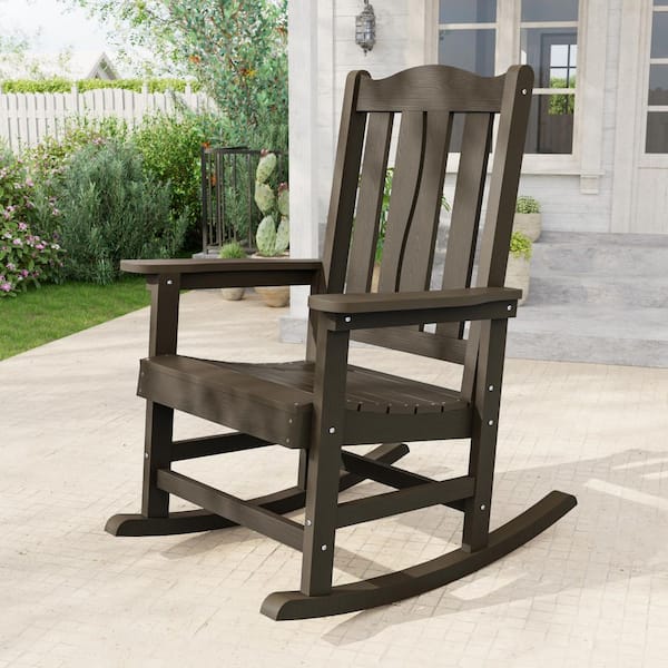 Livewood HDPE Plastic Ergonomic Outdoor Adirondack Rocking Chair with ...