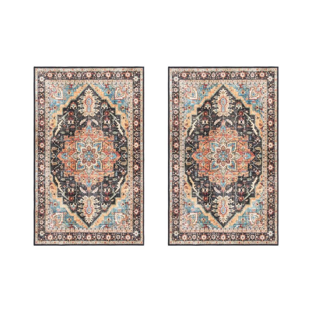 Gertmenian Crystal Print Tiefi Black Multi-Colored 2 ft. x 4 ft ...