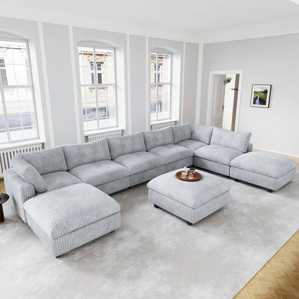 Magic Home Modern Cloud Couch 157 in. Square Arm Faux Rabbit Fur Velvet ...