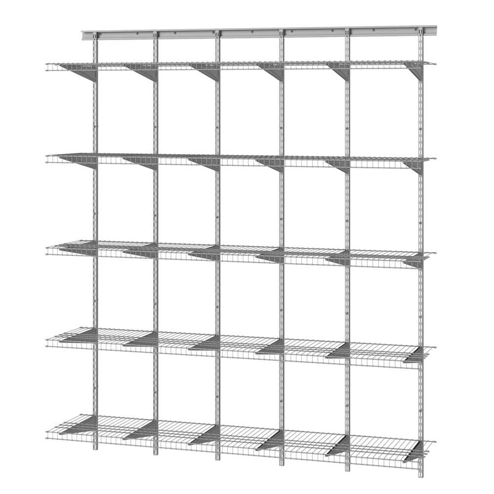 ClosetMaid Max Load 72 in. W x 16 in. Silver 5-Shelf Steel Garage Wall ...