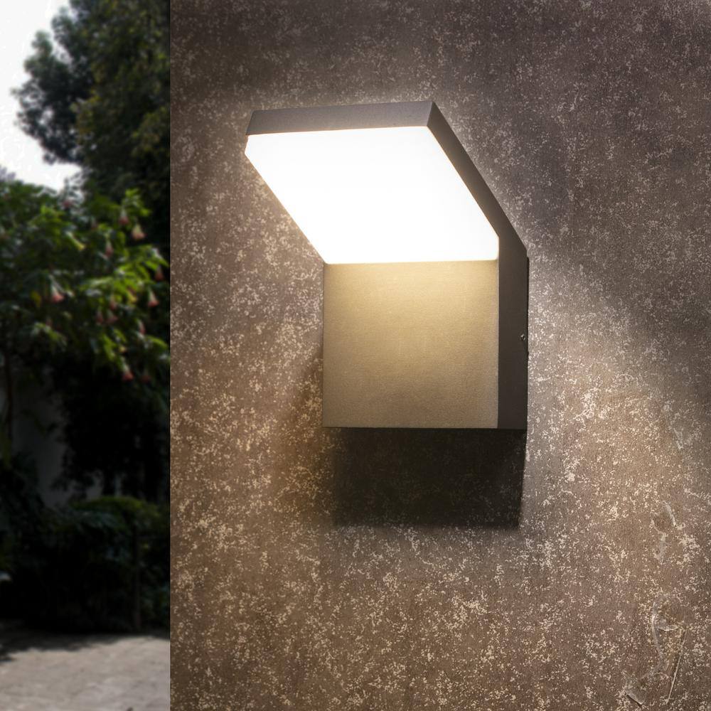 Dark Gray Outdoor Integrated LED Waterproof Wall Mount Lamp Modern Wall ...