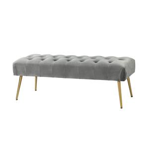 ARTFUL LIVING DESIGN Clara Grey Wide Bench with Metal Legs 48 in ...