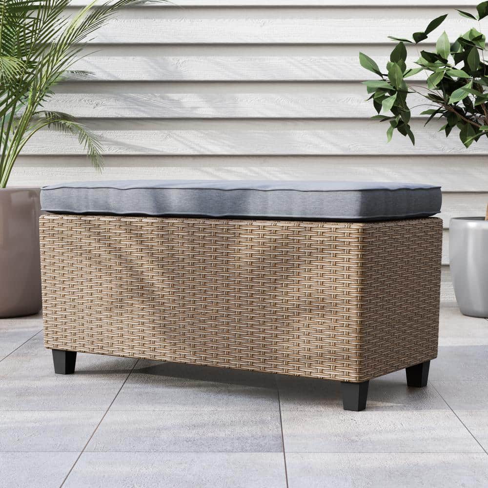 MUSE & LOUNGE Dasan Natural Metal Outdoor Bench with Cushions ML1BA12 ...