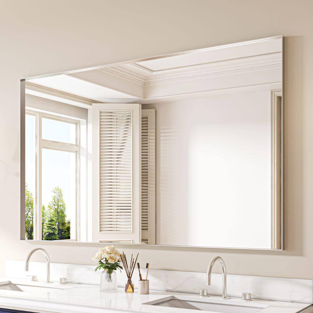 waterpar 60 in. W x 36 in. H Rectangular Aluminum Framed Wall Bathroom ...