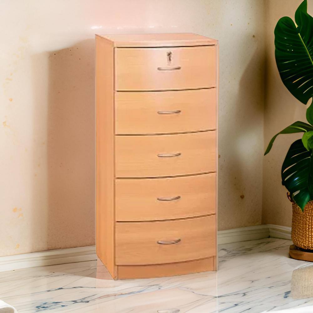 Benjara Beech Brown and Silver 5-Drawers 20 in. Dresser Without Mirror ...