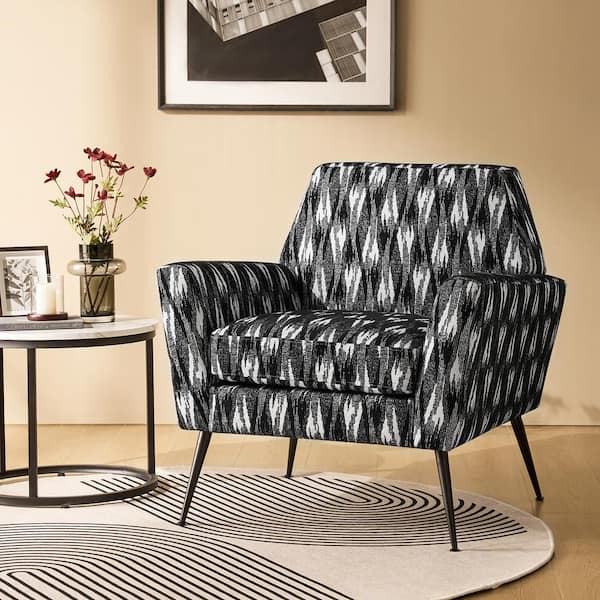 JAYDEN CREATION Anton Ikat Mid century Modern Armchair with Sleek Metal Legs CHWH1086 IKT