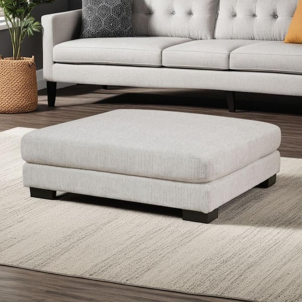 Benjara Liny Beige and Black Microfiber Square Ottoman BM336090 - The ...