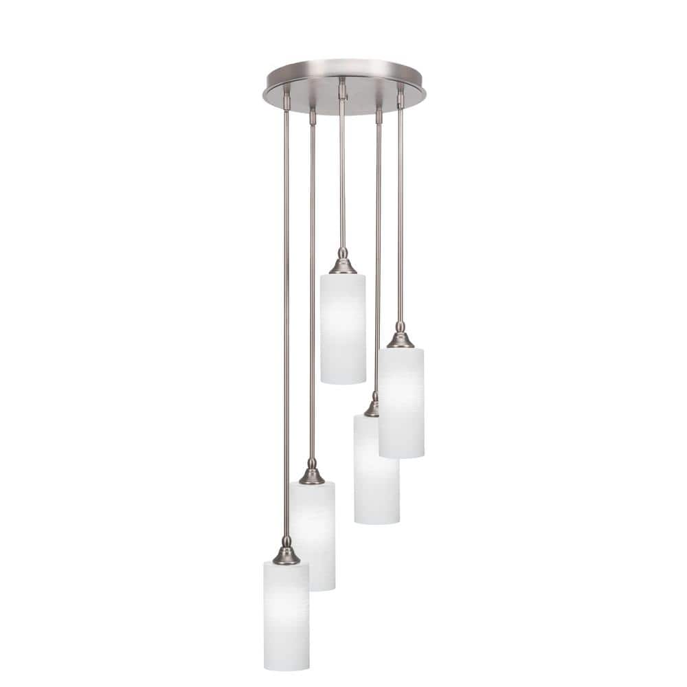 Villa 5 Light Brushed Nickel Pendant, Cluster Pendant Light with 4 in ...